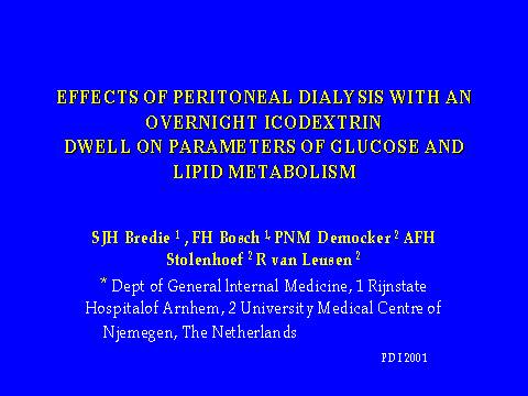 EFFECTS OF PERITONEAL DIALYSIS WITH AN OVERNIGHT ICODEXTRIN